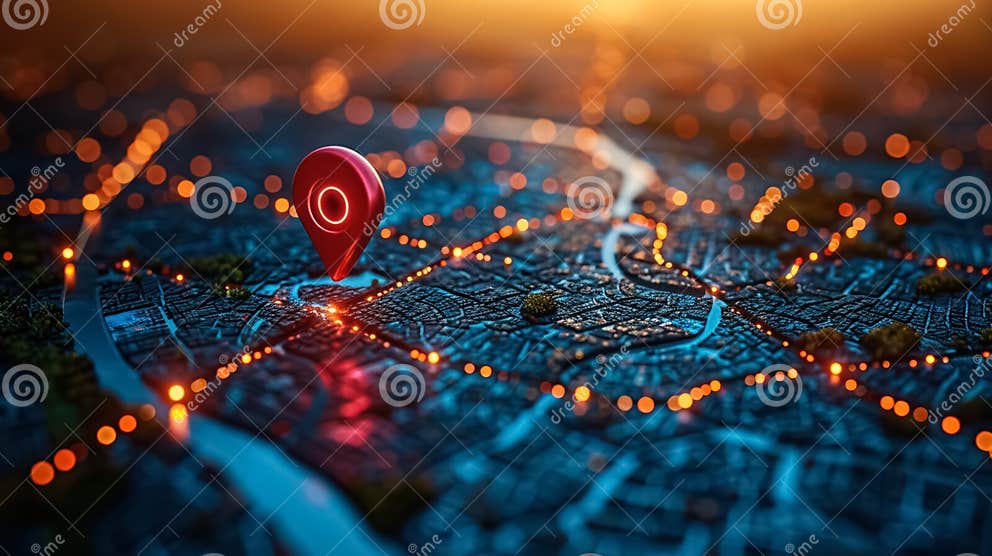 GPS Map, Digital Pin Address Location on Mobile Apps Stock Illustration ...