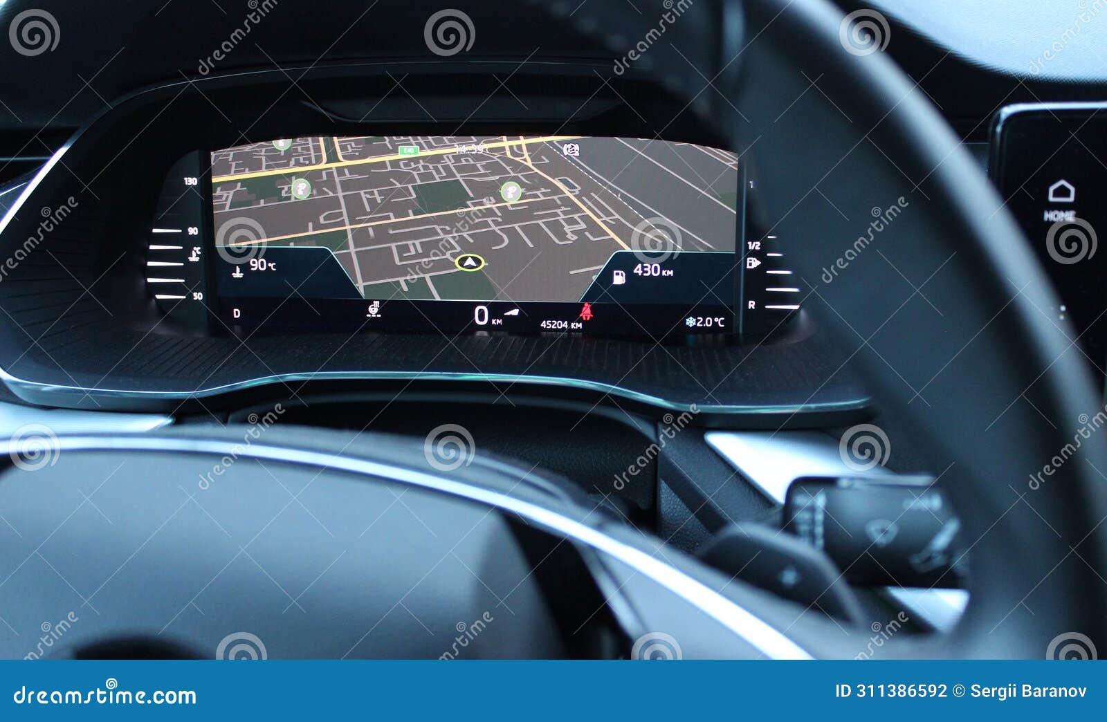 The GPS Map is Displayed on the Dashboard in Front of the Driver S Eyes ...