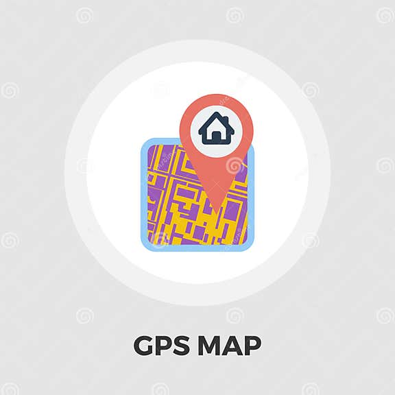 GPS map flat icon stock vector. Illustration of distance - 89292486
