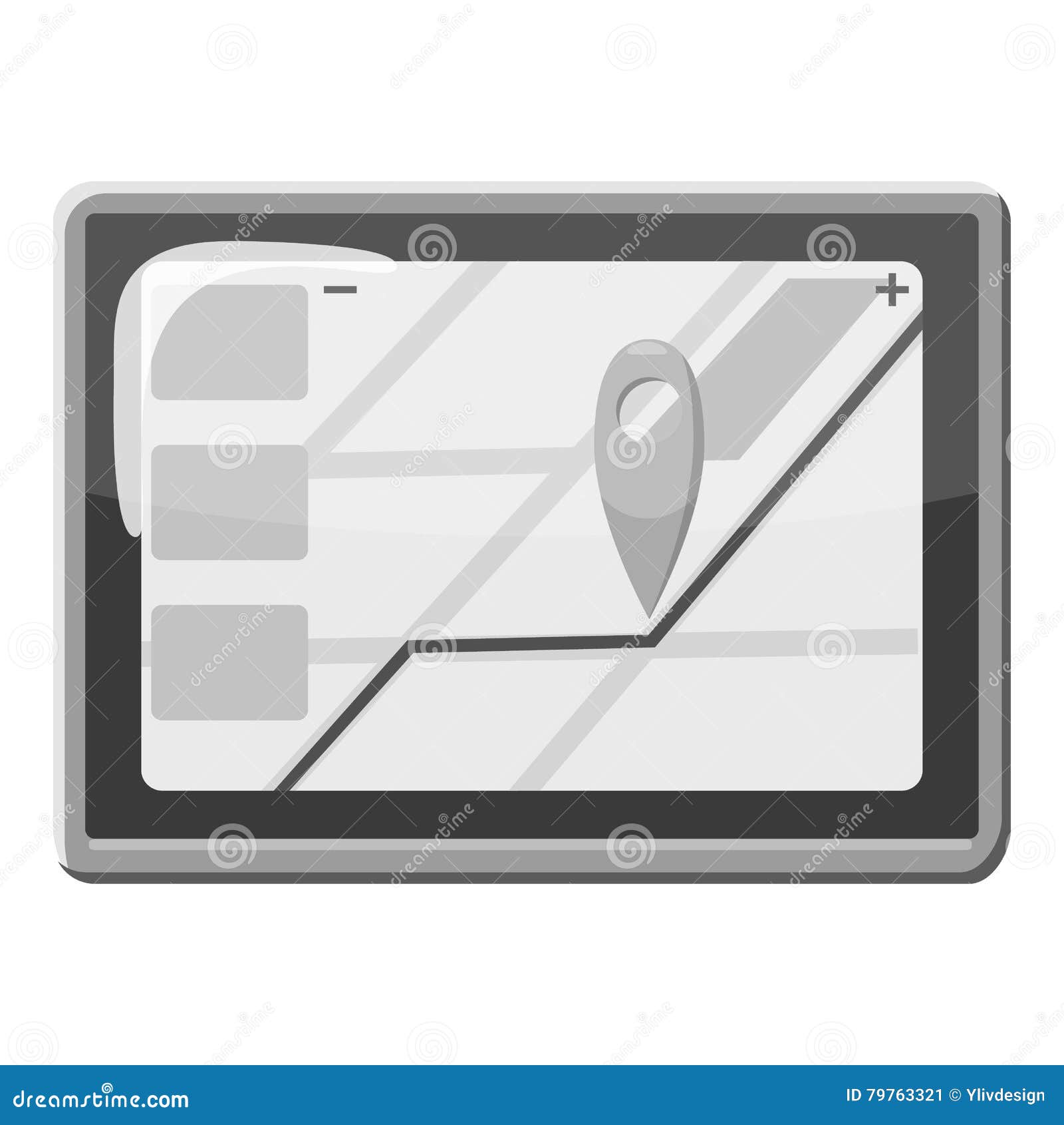 GPS Map Icon, Gray Monochrome Style Stock Vector - Illustration of ...