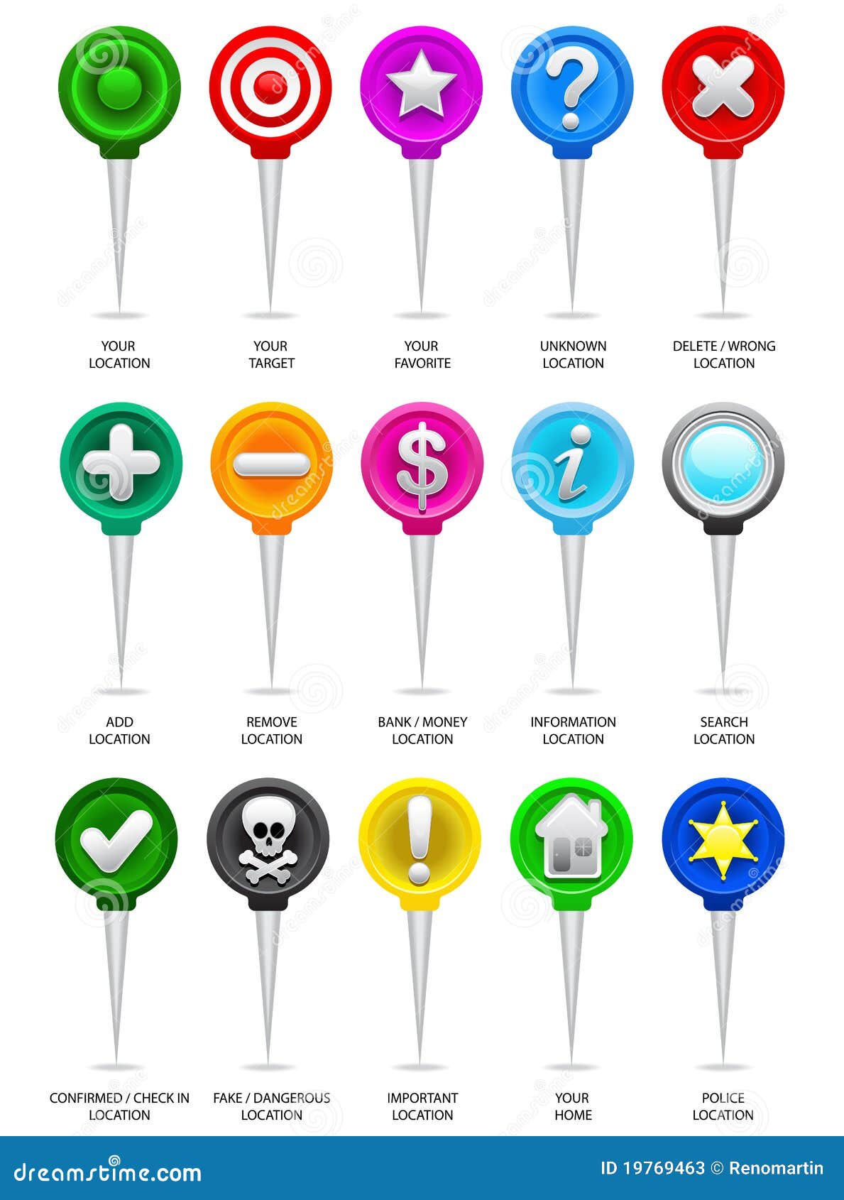 GPS map icons, needles stock vector. Illustration of country - 19769463