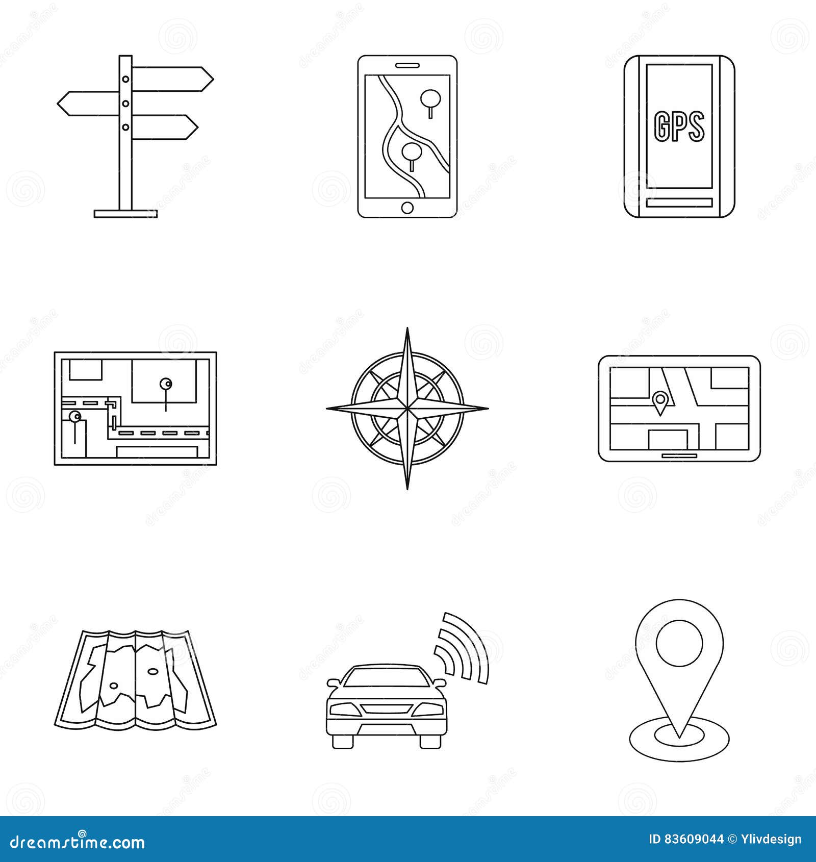 GPS Map Icons Set, Outline Style Stock Vector - Illustration of place ... GPS Map Icons Set, Outline Style Stock Vector - Illustration of place ...