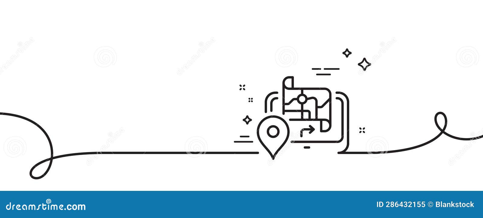 GPS Map Line Icon. Road Path Sign. Continuous Line with Curl. Vector Stock Vector - Illustration ...