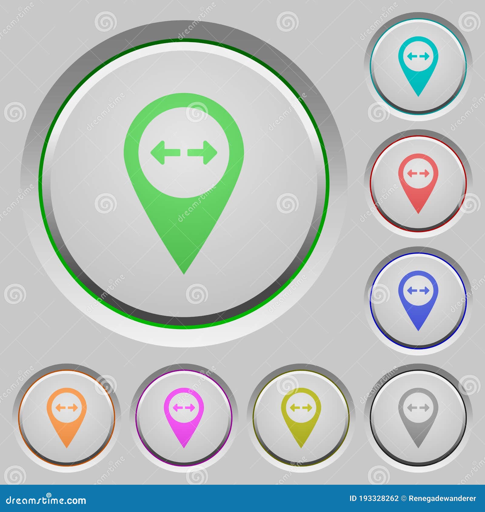 GPS Map Location Distance Push Buttons Stock Vector - Illustration of ...