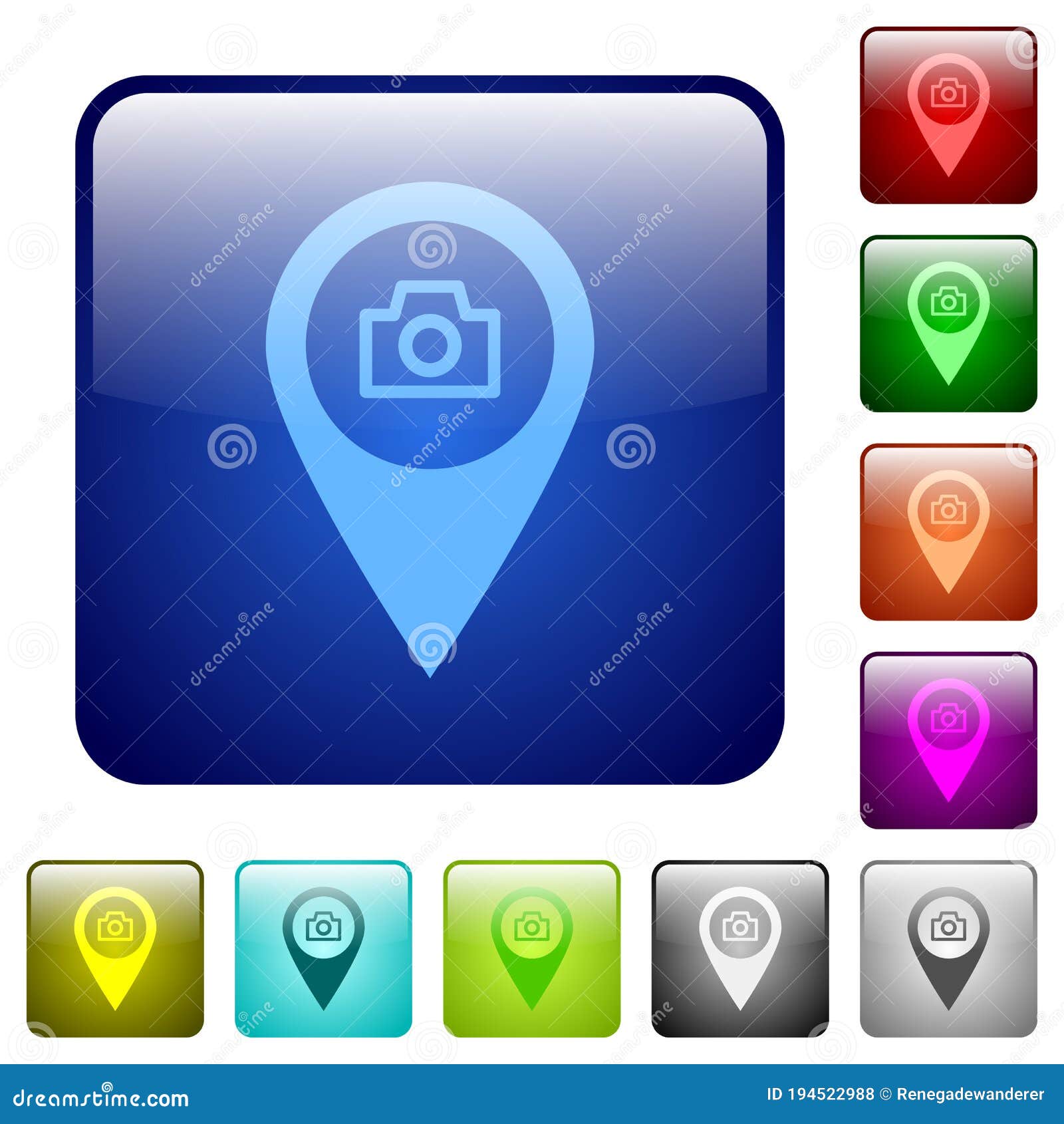 GPS Map Location Snapshot Color Square Buttons Stock Vector ...