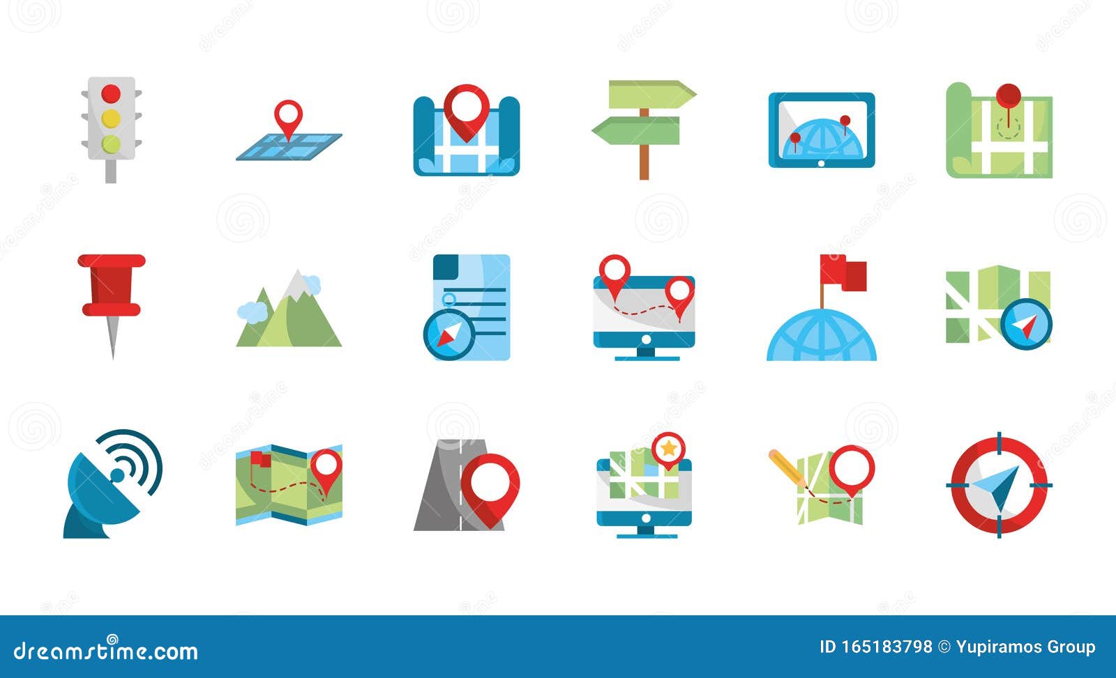 Gps Map and Navigation Icons Collection Stock Vector - Illustration of ...