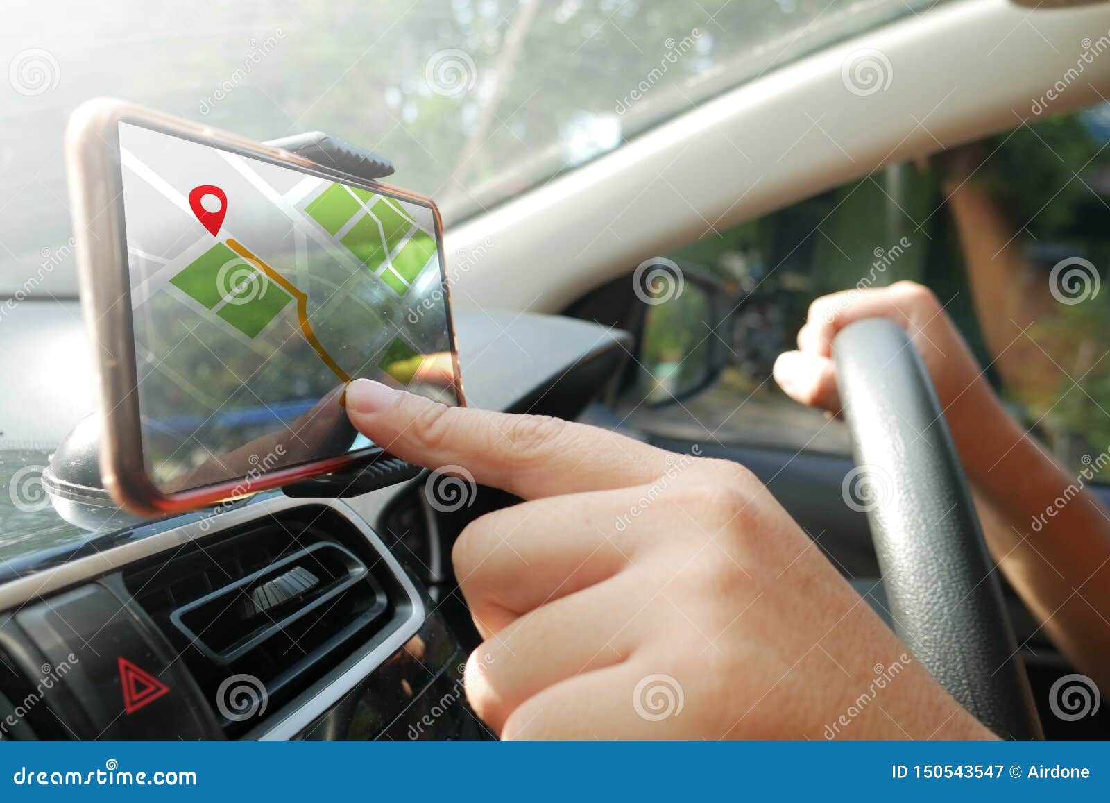 GPS Map Navigation on Smart Phone while Driving a Car Stock Image ... GPS Map Navigation on Smart Phone while Driving a Car Stock Image ...