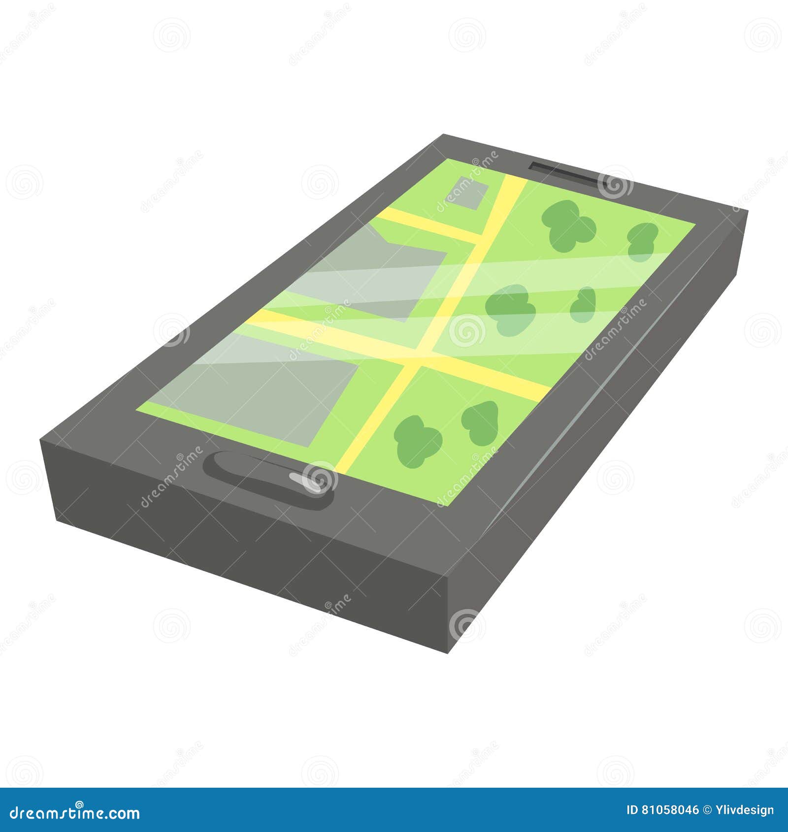GPS Map on Phone Icon, Cartoon Style Stock Vector - Illustration of ...