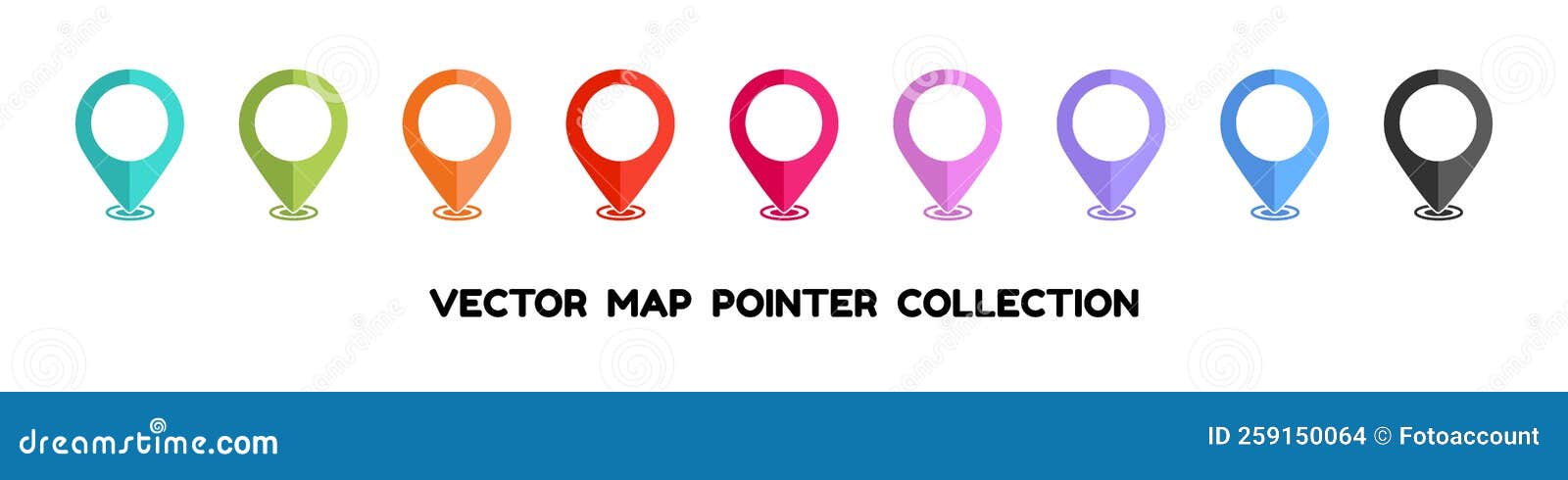 GPS Map Pointer Set - Colorful Vector Illustrations Isolated on White ...