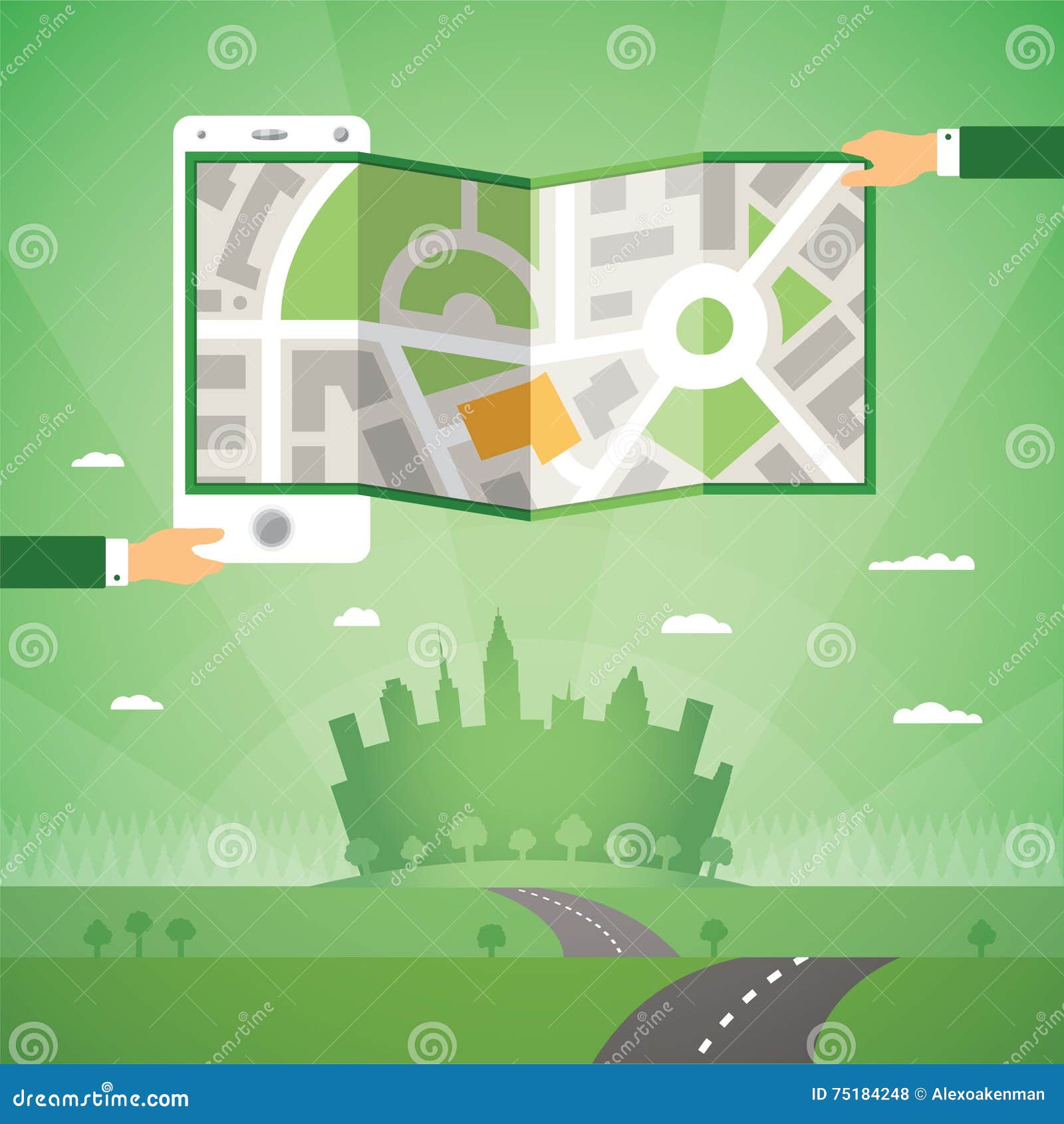 Gps Maps and Navigation App on Phone Vector Concept Stock Vector ...
