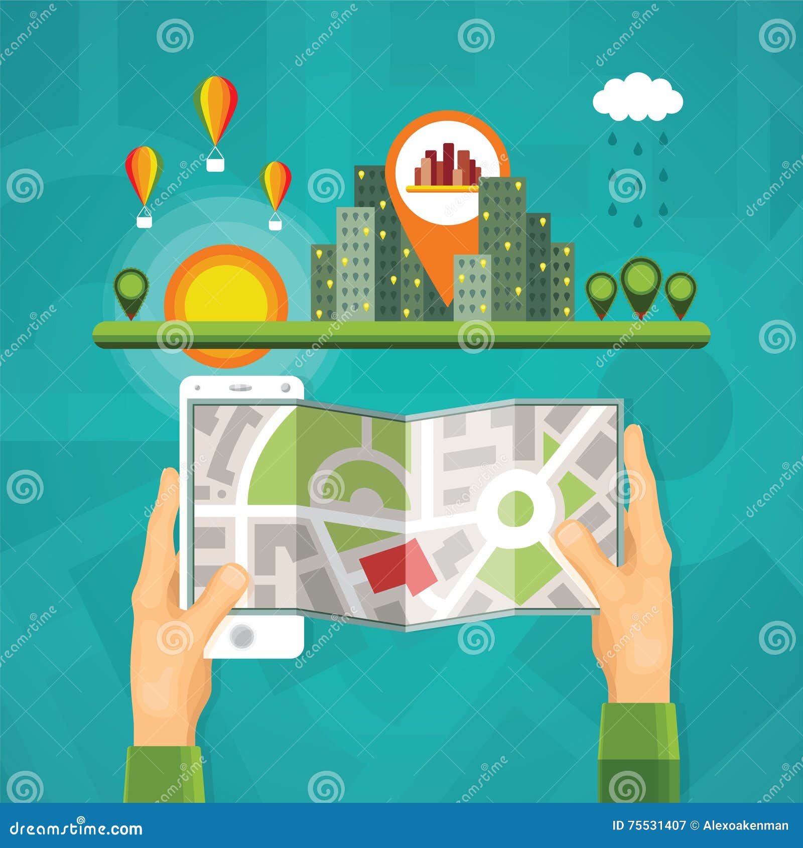 Gps Maps and Navigation Vector Concept Stock Vector - Illustration of ...