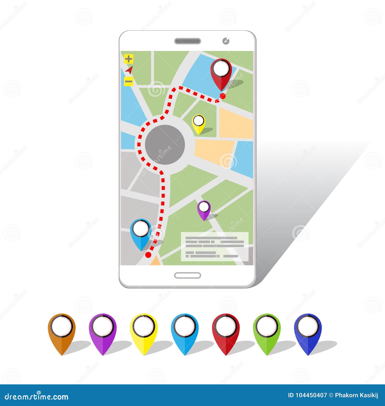 GPS Mobile Navigations on Smartphone Screen. Stock Illustration ...