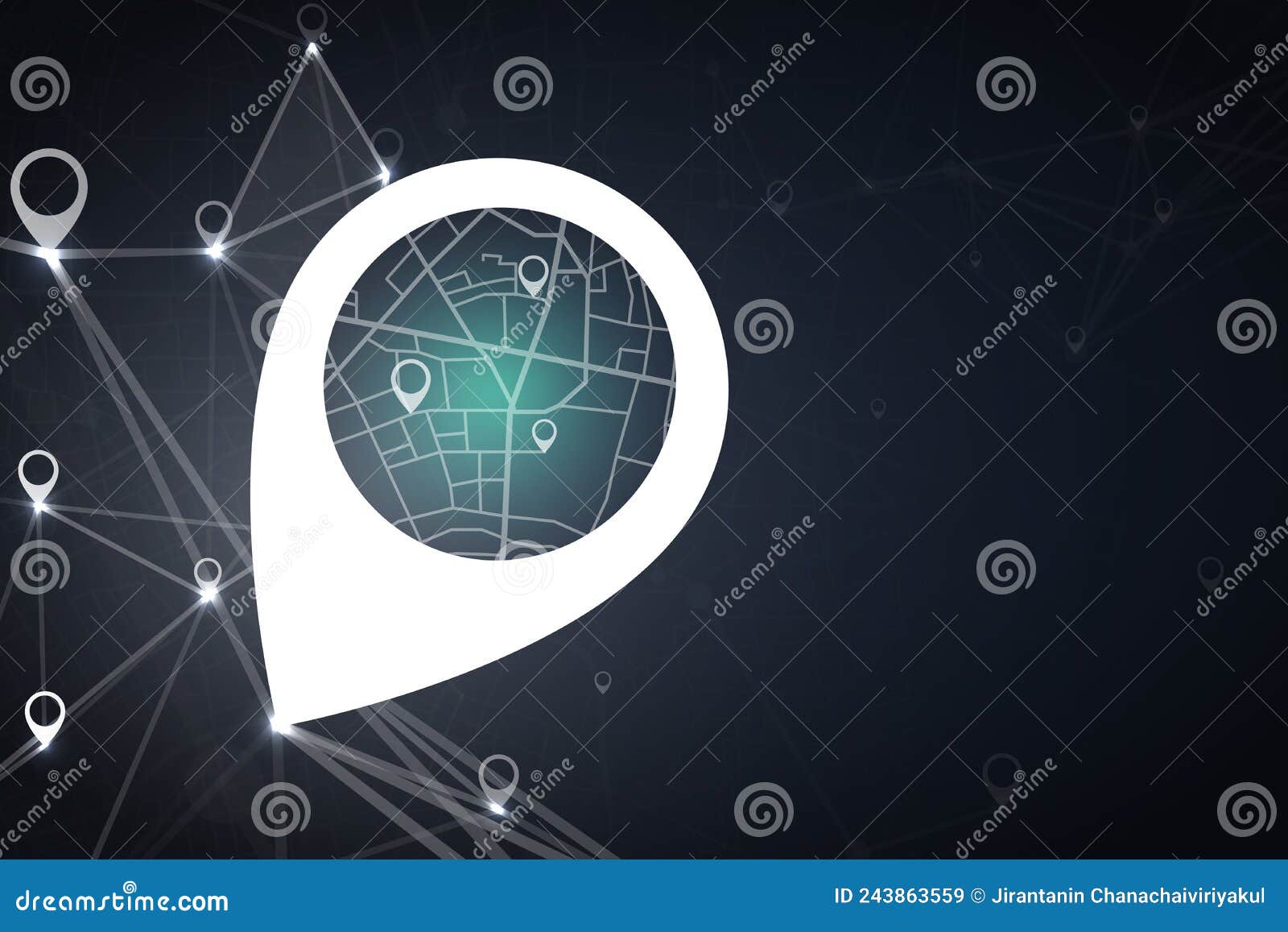 Gps.gps Mockup Pin Magnifying Concept Technology Abstract Background ...