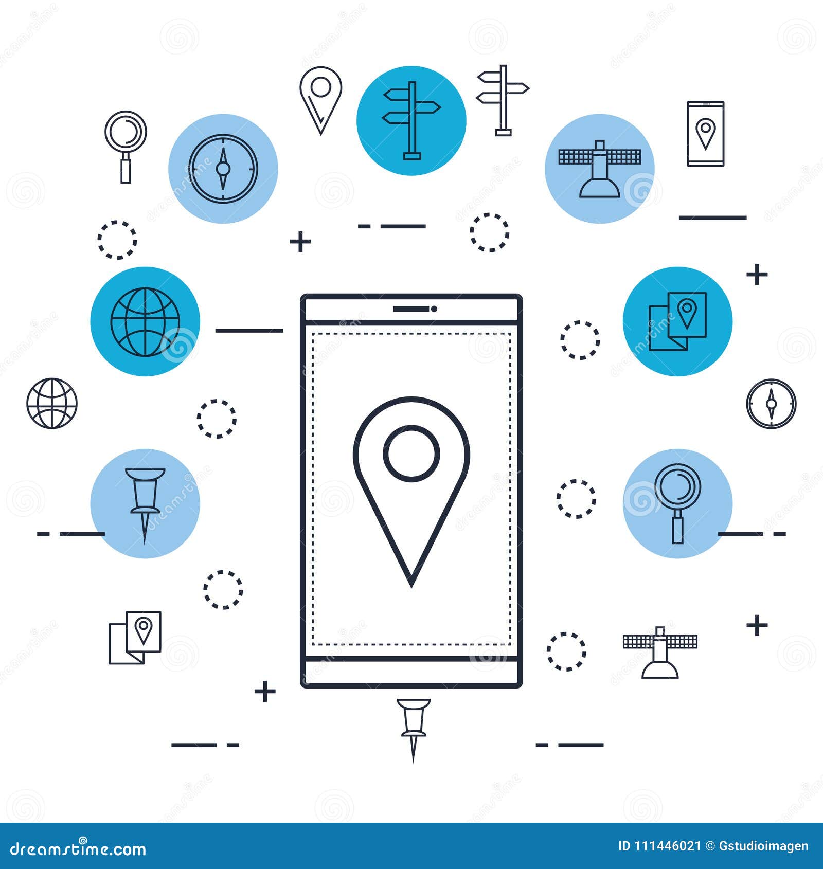 Gps navigation app icons stock vector. Illustration of sign - 111446021