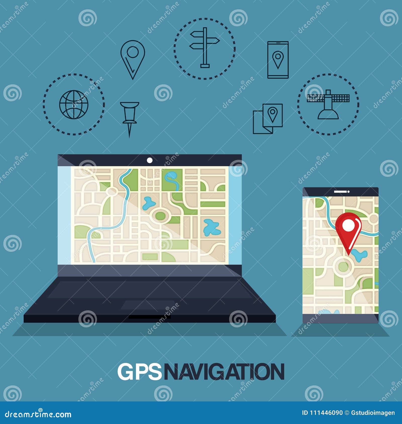 Gps navigation app icons stock vector. Illustration of direction ...
