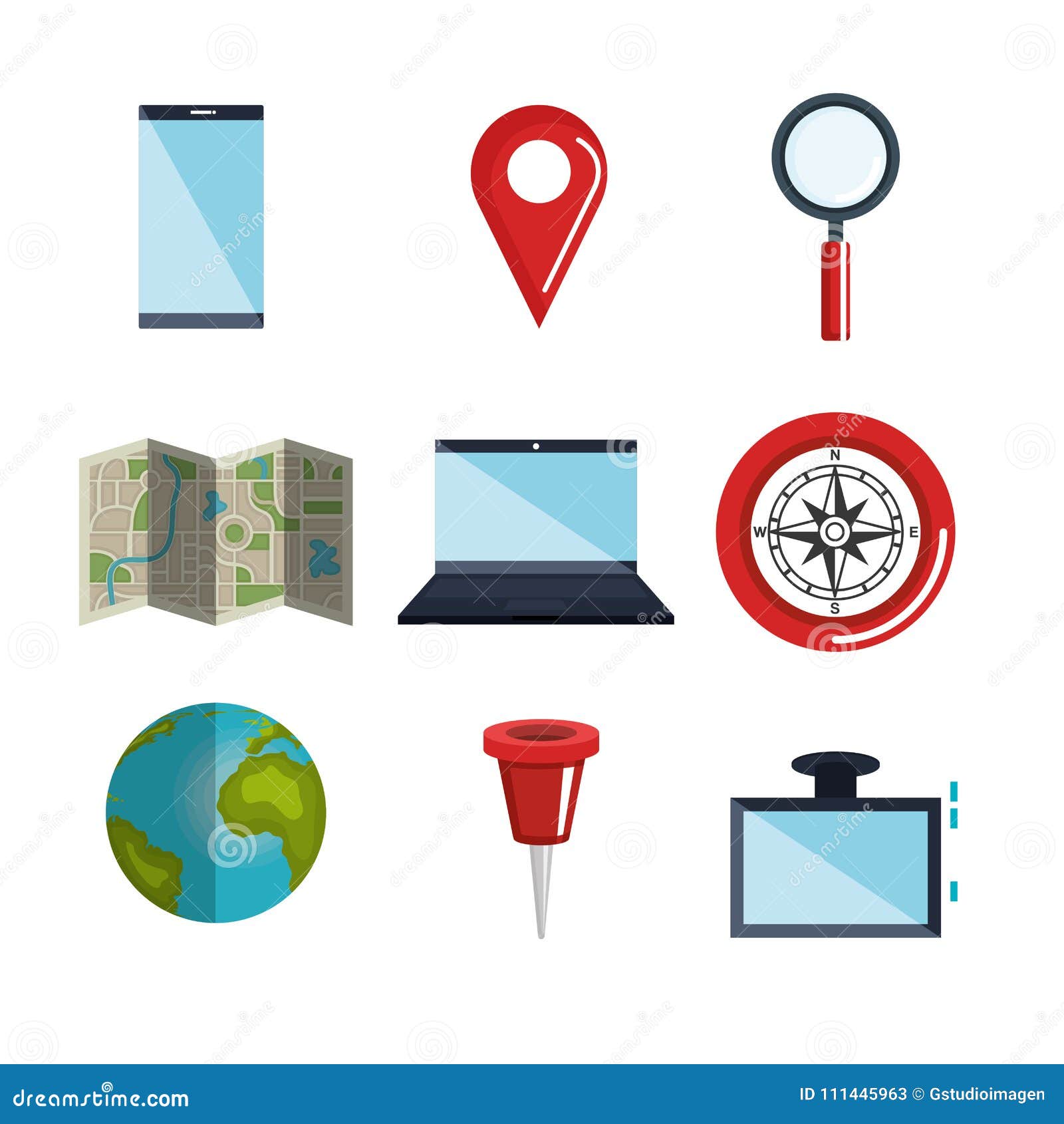 Gps navigation app icons stock vector. Illustration of glass - 111445963