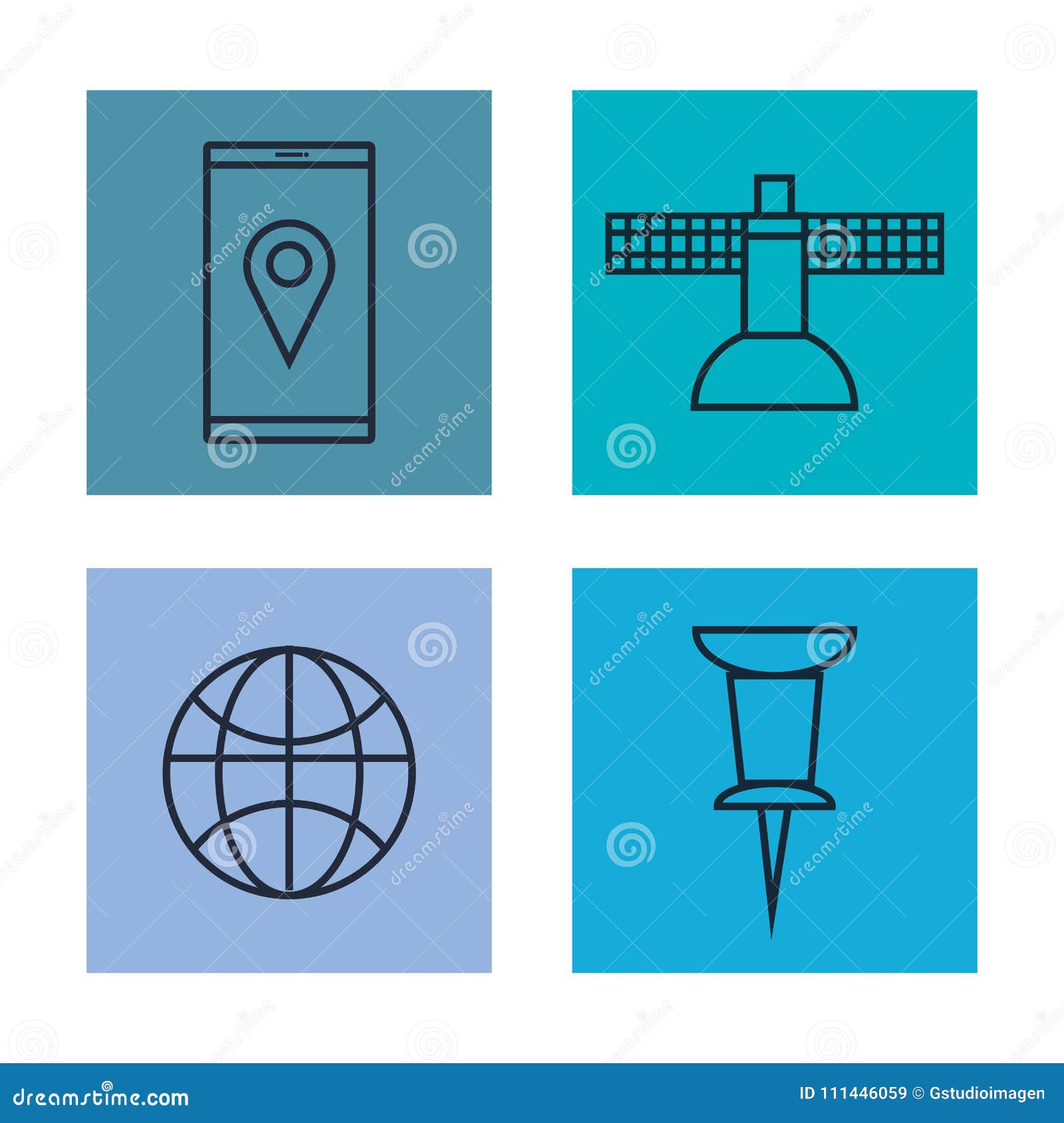 Gps navigation app icons stock vector. Illustration of route - 111446059