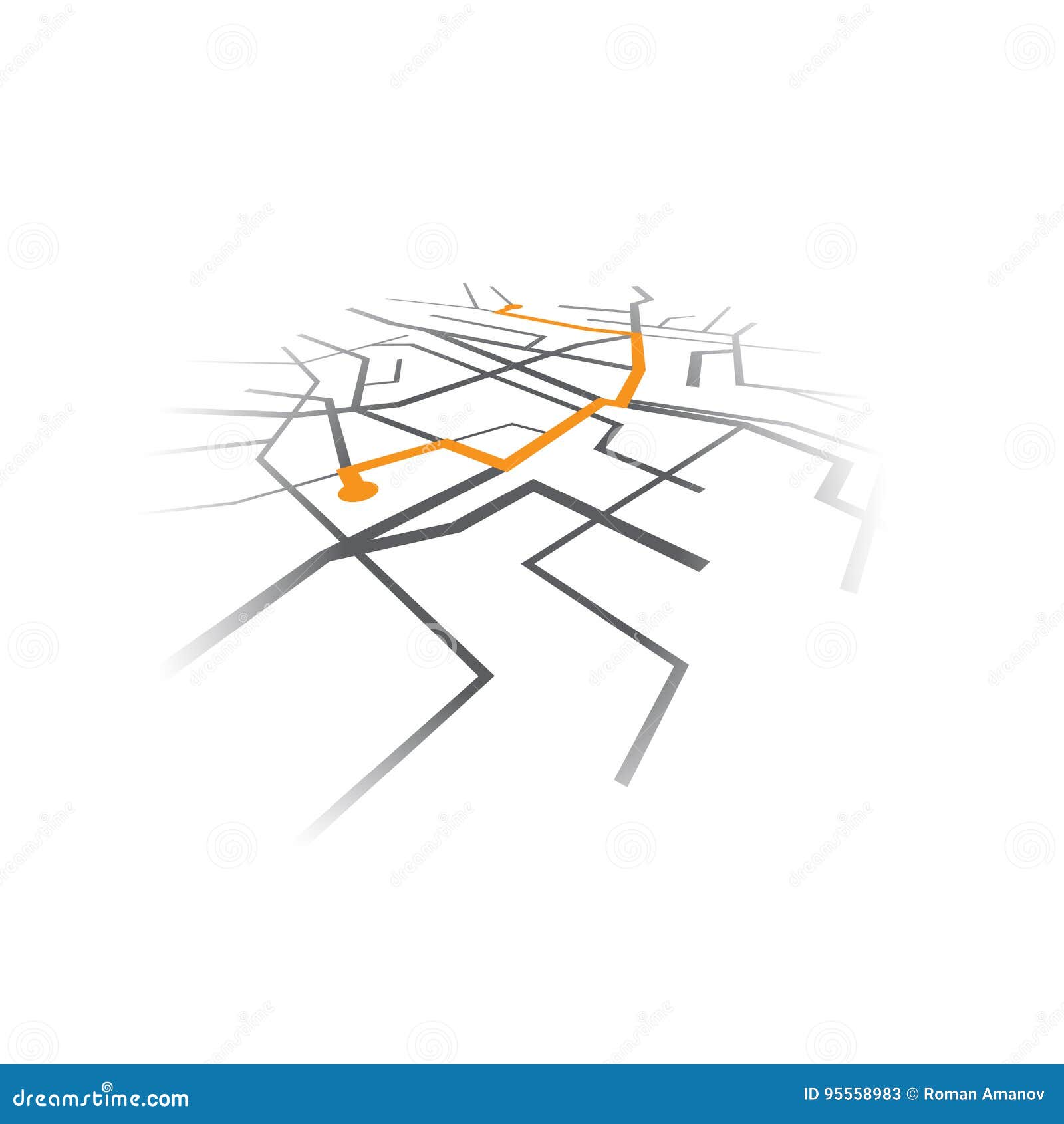 Gps Navigation Background. Road Map Isolated on White Stock Vector ...