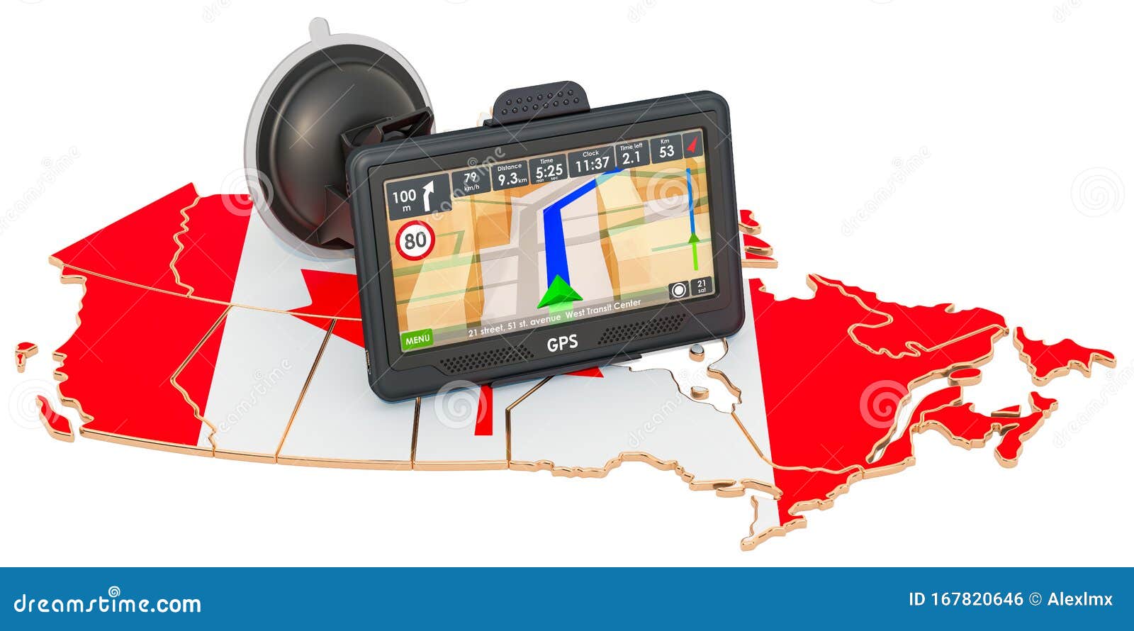 GPS Navigation in Canada, 3D Rendering Stock Illustration ...