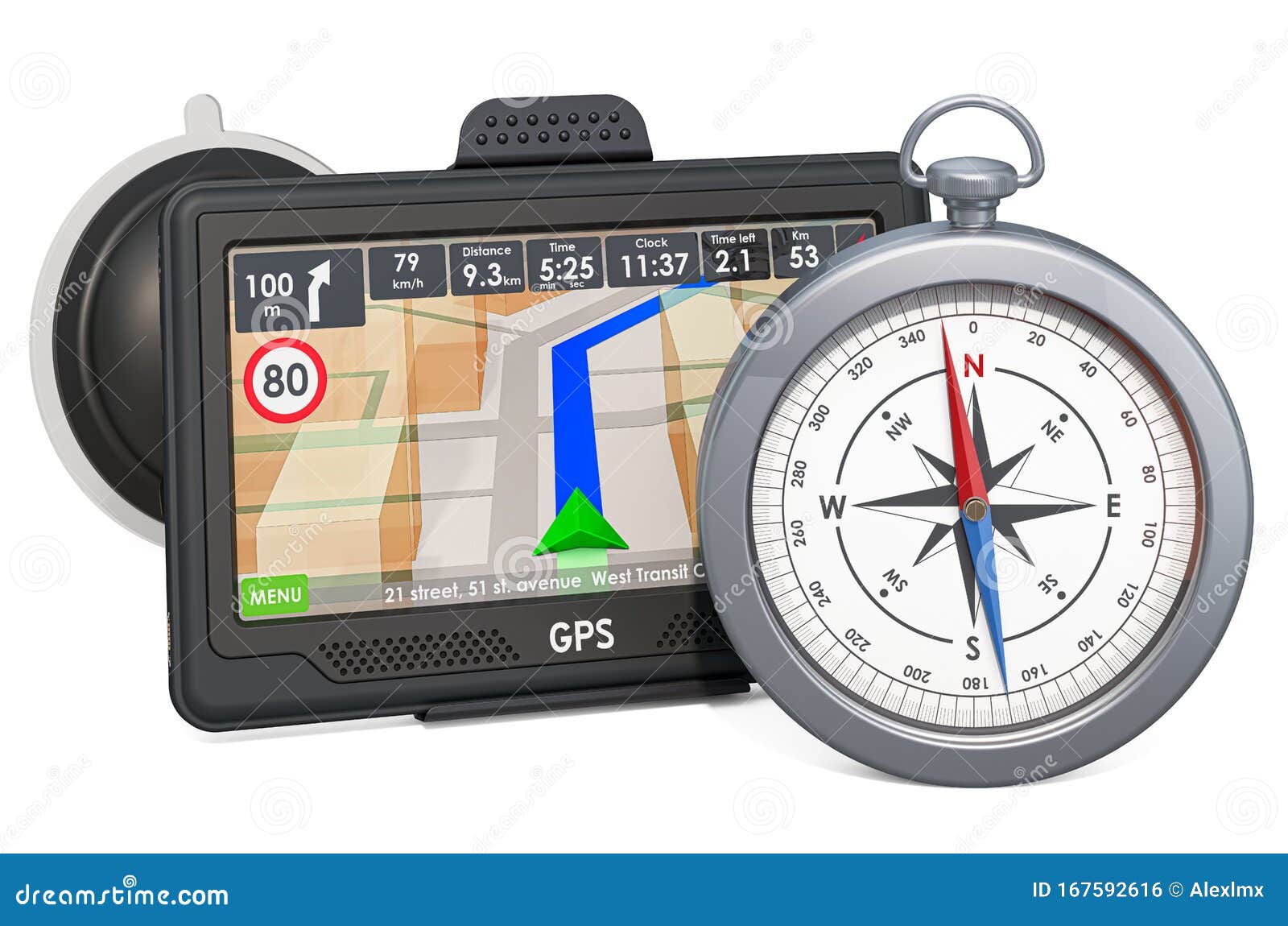 Gps Navigation And Compass 3d Rendering Stock Illustration Illustration Of Navigate Position