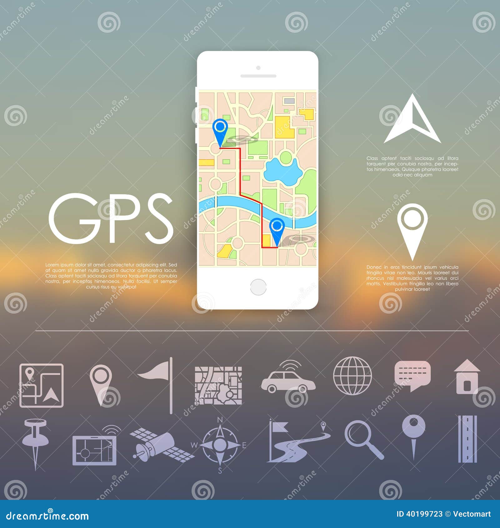 GPS Navigation Concept stock vector. Illustration of graphic - 40199723