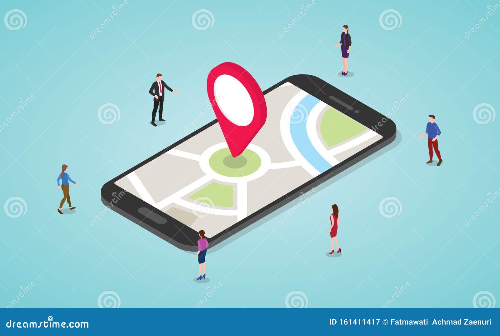 Gps Navigation Concept with People and Smartphone and Maps and Marker ...
