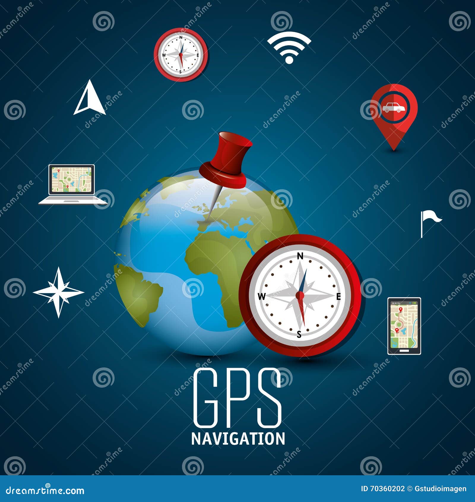 GPS navigation design stock illustration. Illustration of design - 70360202