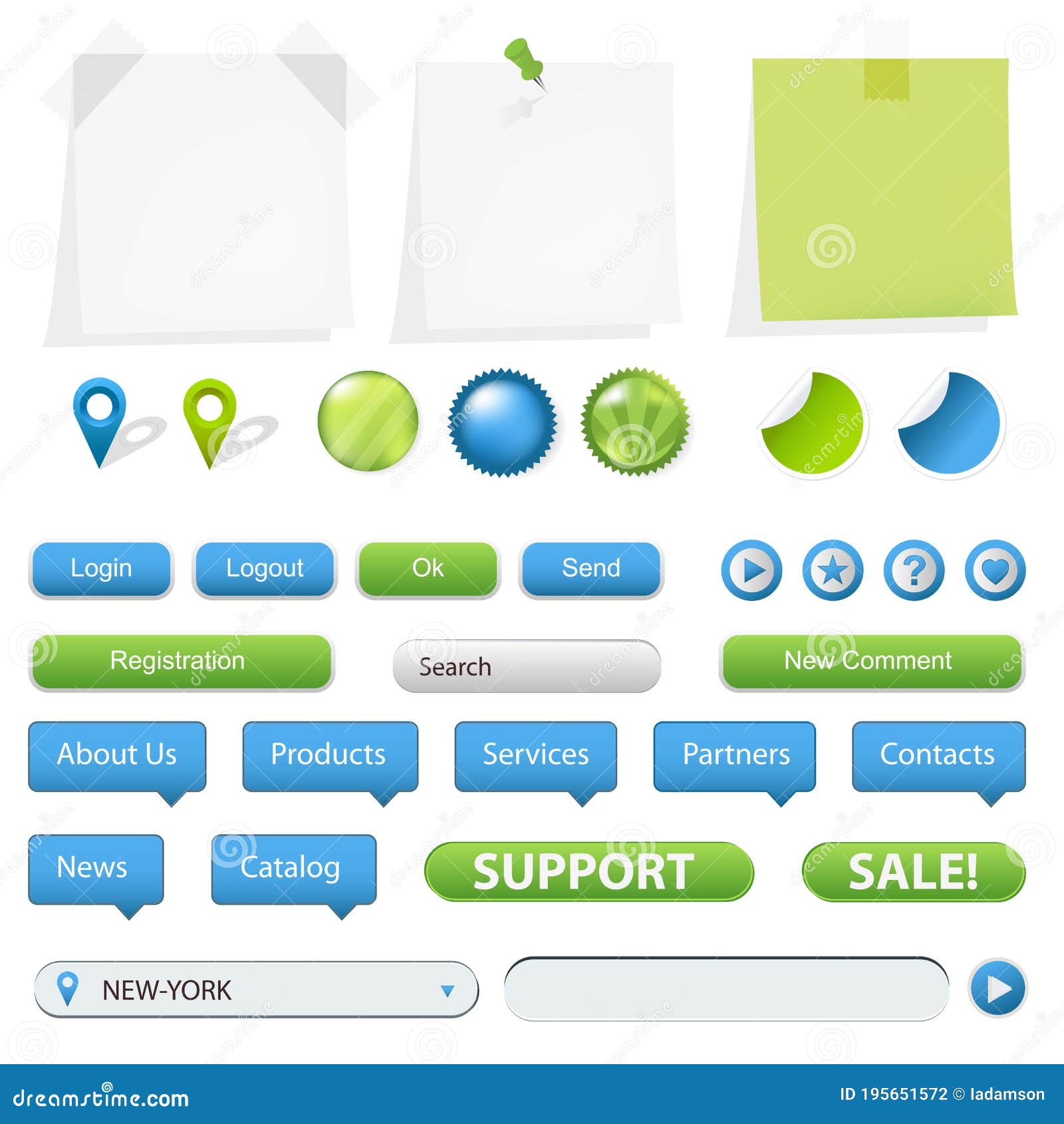 GPS Navigation Elements and Blank Note Papers Stock Vector ...