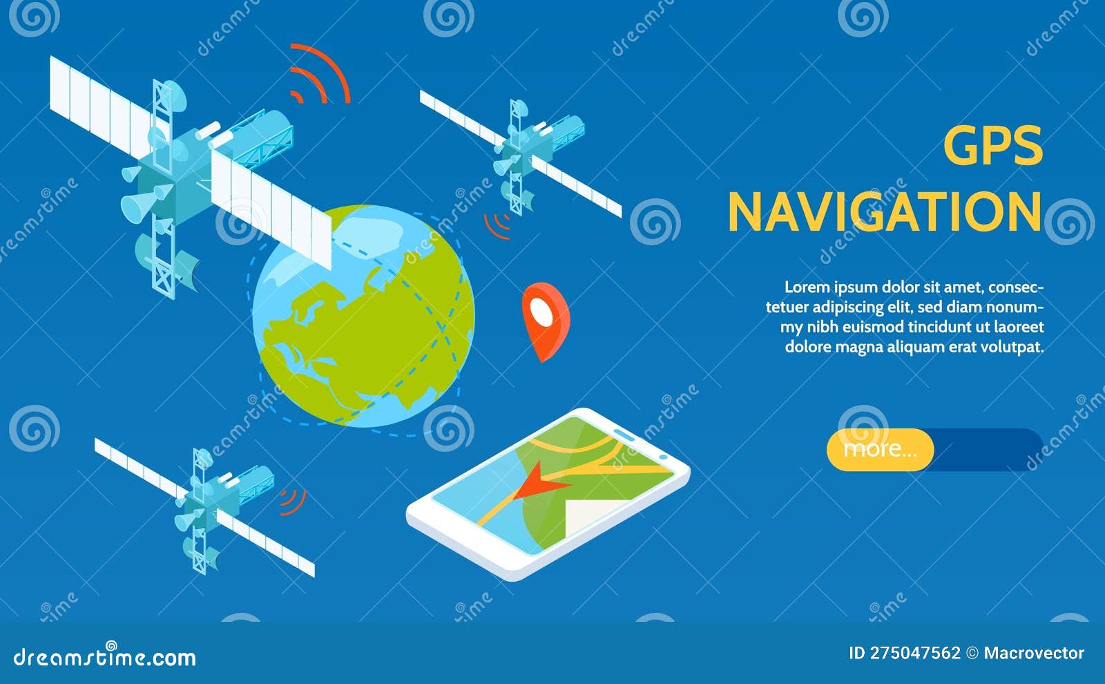 GPS Navigation Horizontal Banner Stock Vector - Illustration of journey ...