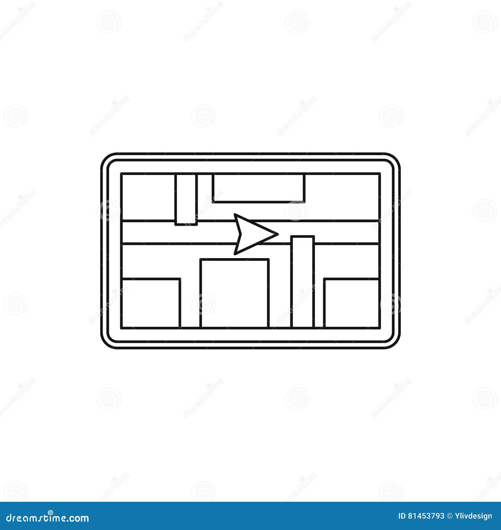 GPS Navigation Icon, Outline Style Stock Vector - Illustration of road ...