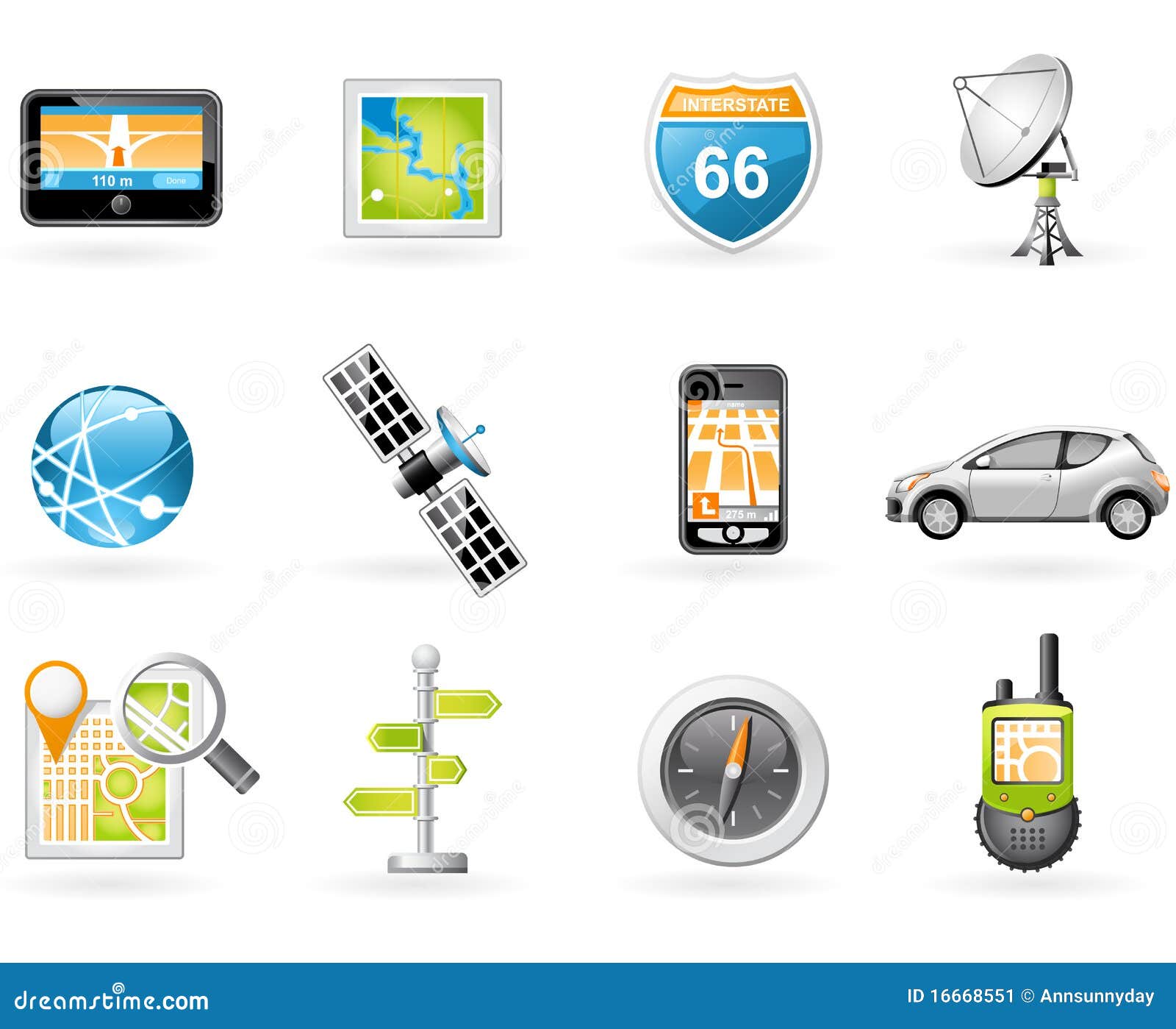 GPS and Navigation Icon Set Stock Vector - Illustration of city, globe ...