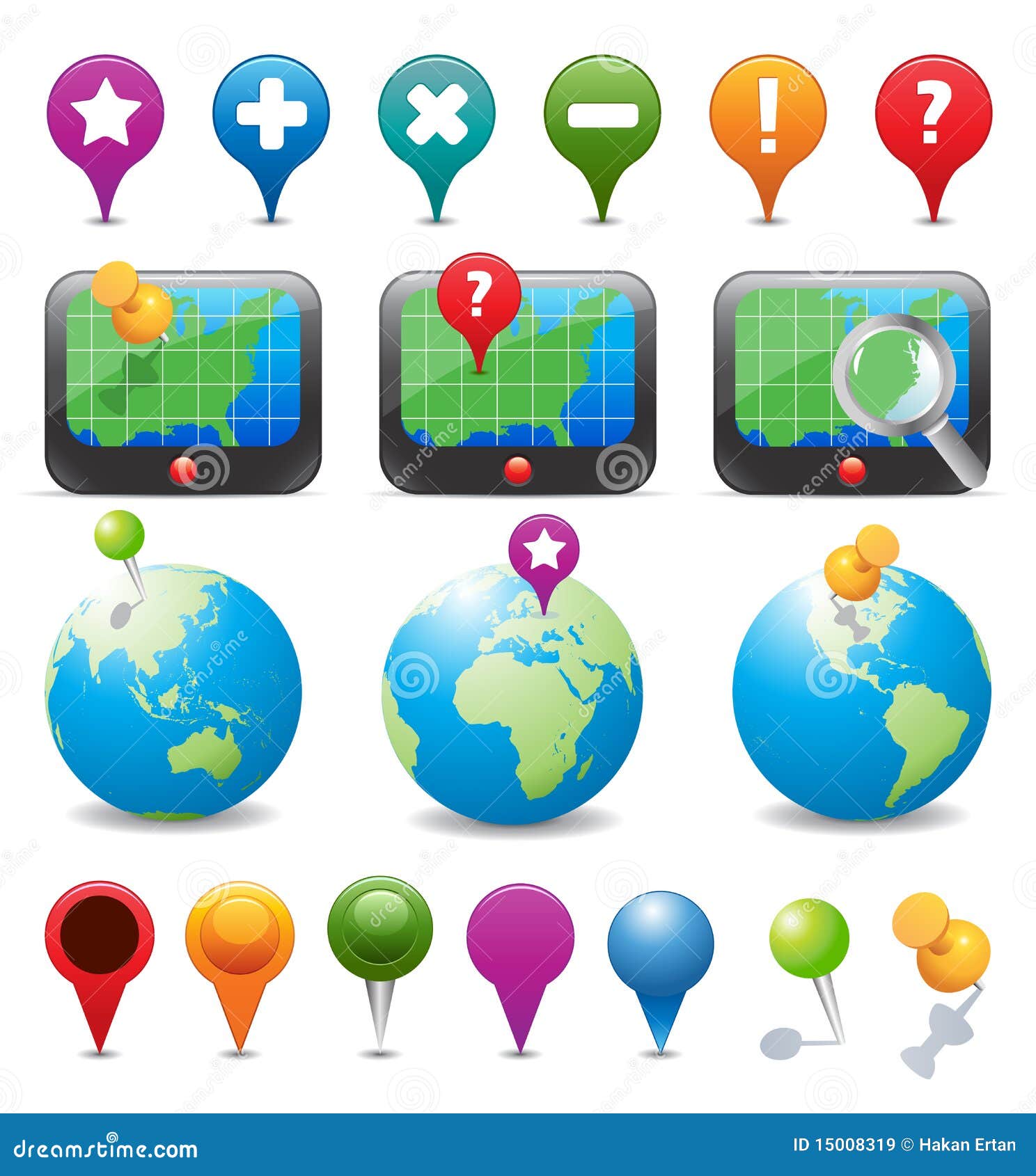 GPS Navigation Icons stock vector. Illustration of equipment - 15008319