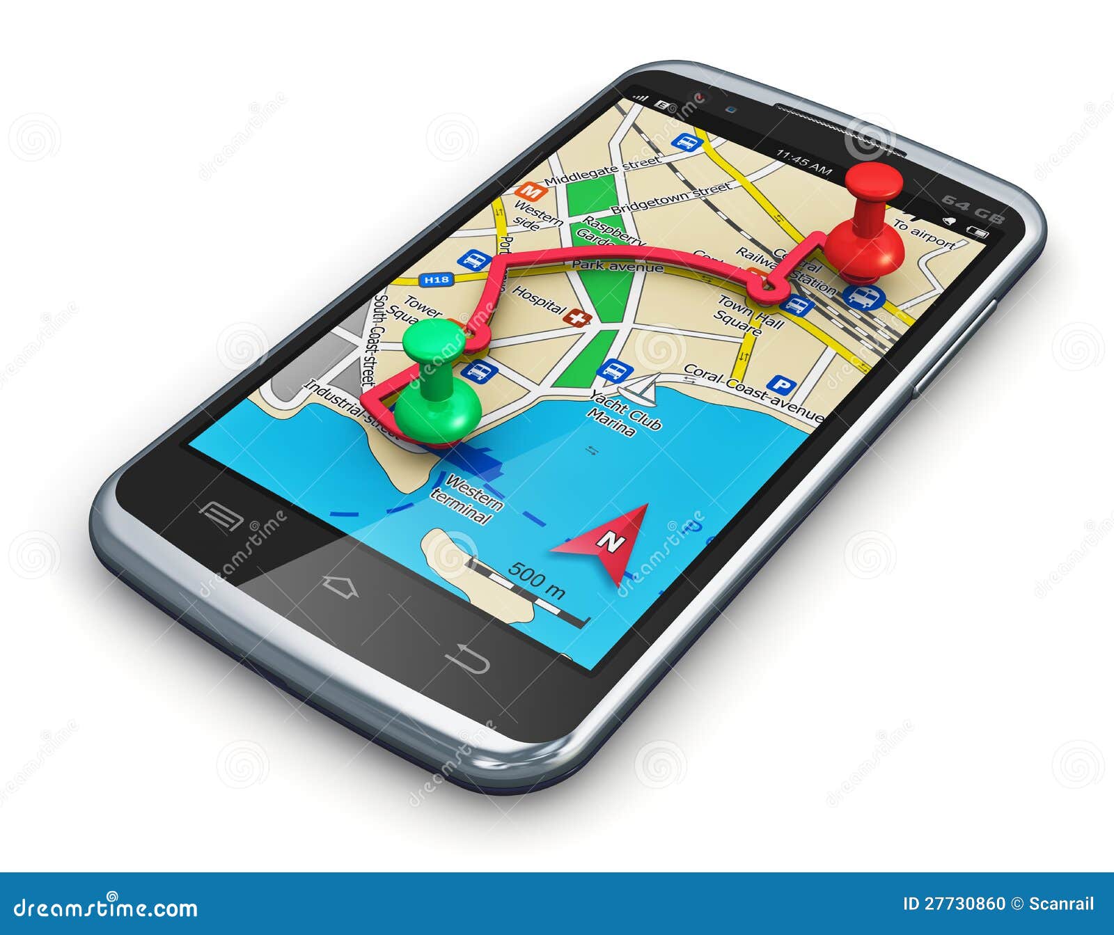Gps-Navigation Im Smartphone Stockfoto - Illustration von planung ...