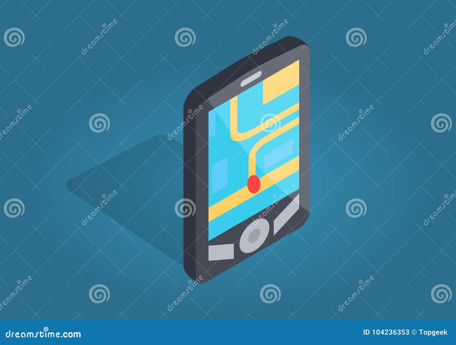 GPS Navigation Interface with Location on Phone Stock Vector ...