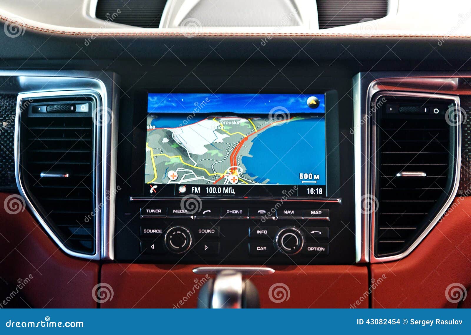 GPS Navigation in Interior of Luxury Car Stock Photo - Image of mapping ...
