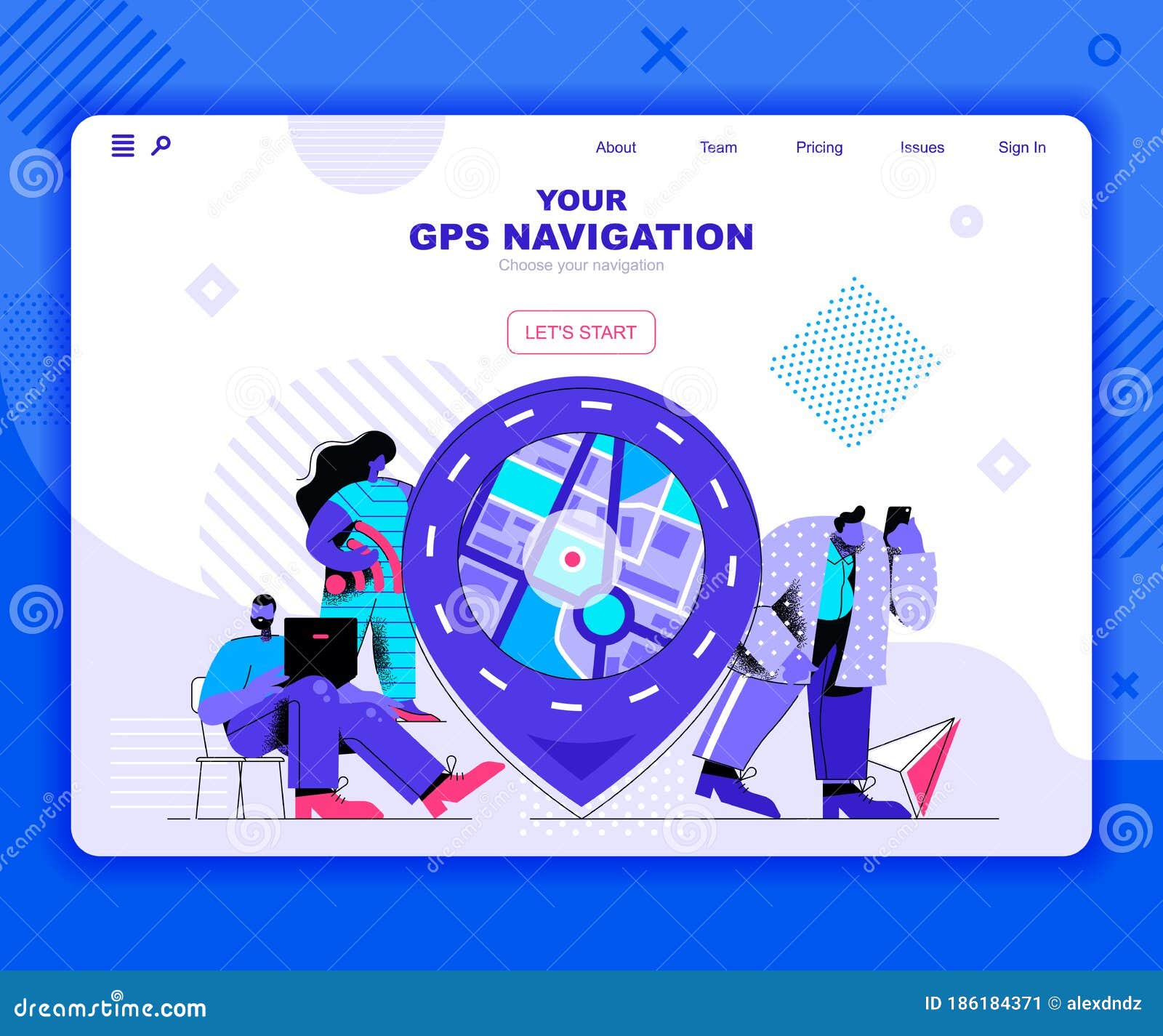 GPS Navigation Landing Page Vector Template. Stock Vector ...