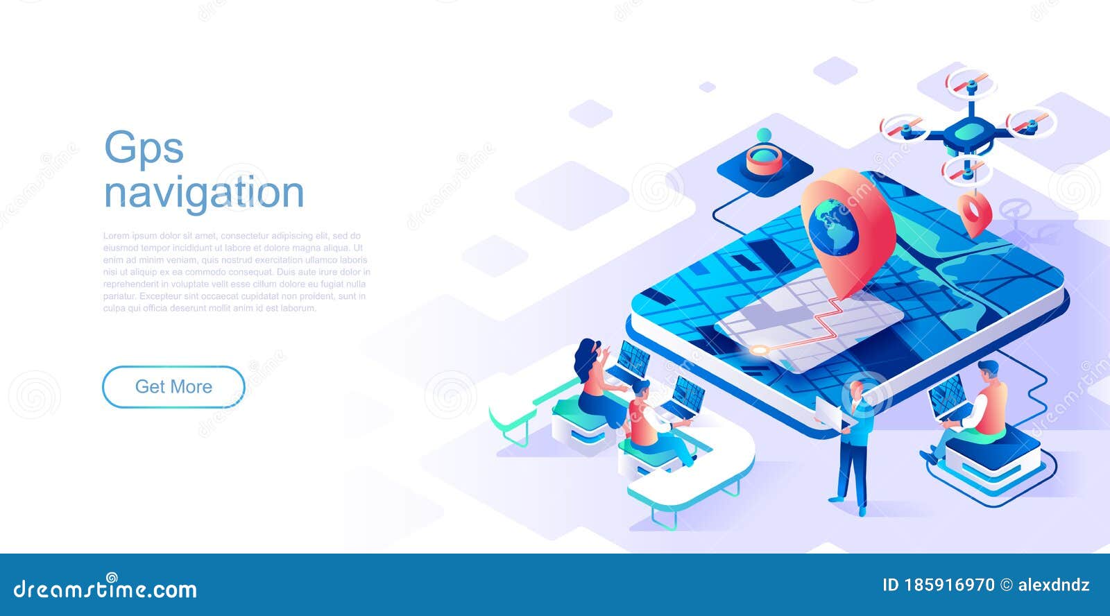 GPS Navigation Landing Page Vector Template. Stock Vector ...