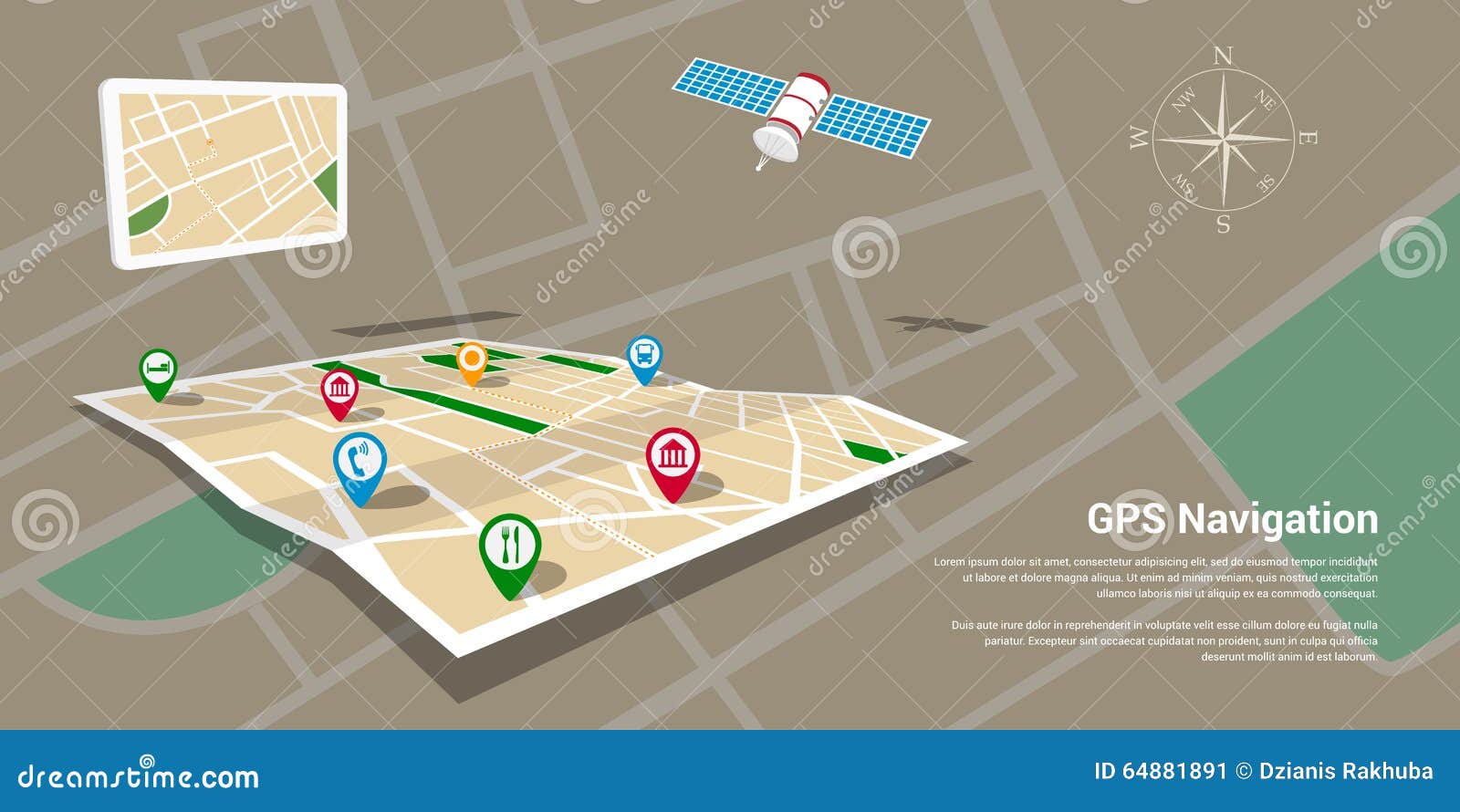 Gps navigation map stock vector. Illustration of infographic - 64881891