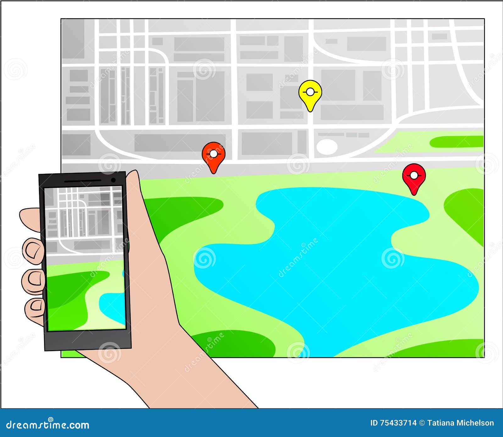 Gps Navigation and Map with Icon Stock Vector - Illustration of city ...