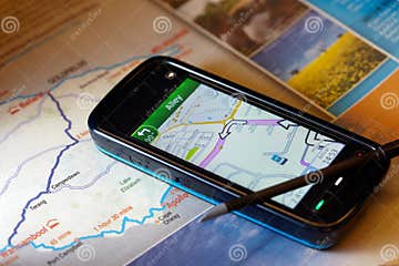 Gps Navigation Mobile Phone Stock Image - Image of mobile, latitude ...