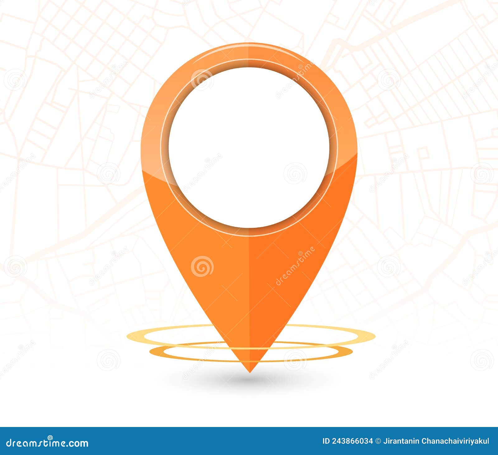 GPS. Navigation Mockup Orange Color on Street Map Background Stock ...