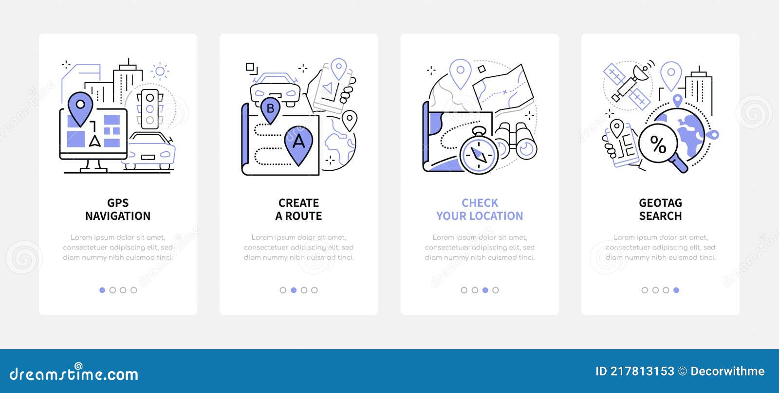 GPS Navigation - Modern Line Design Style Web Banners Stock Vector ...