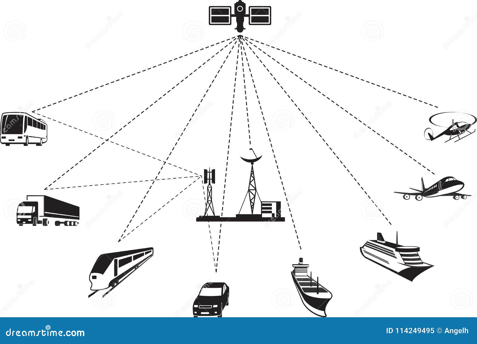 GPS Navigation of Passenger and Freight Transport Stock Vector ...