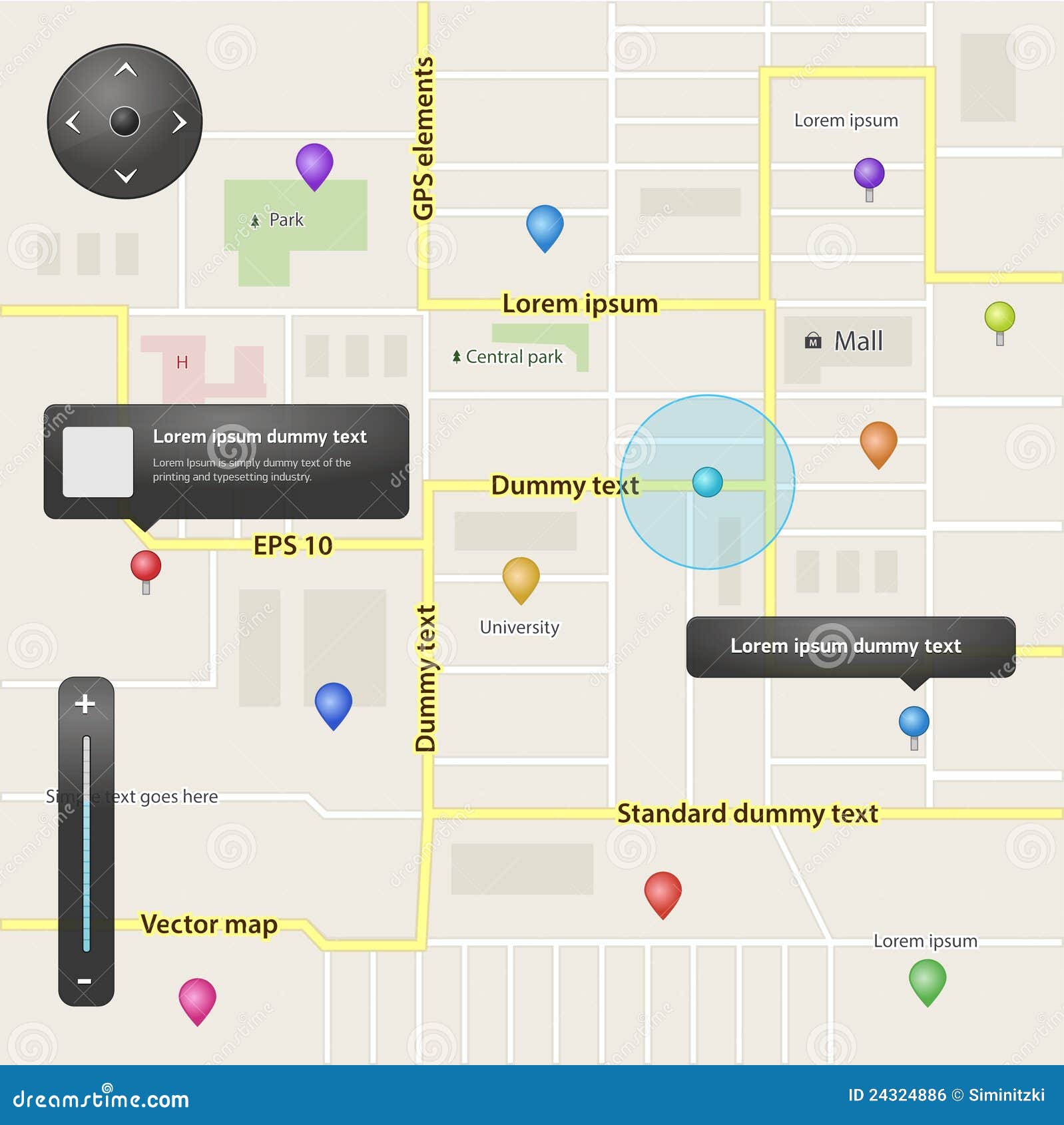 GPS Navigation Set of Vector Elements Stock Vector - Illustration of ...