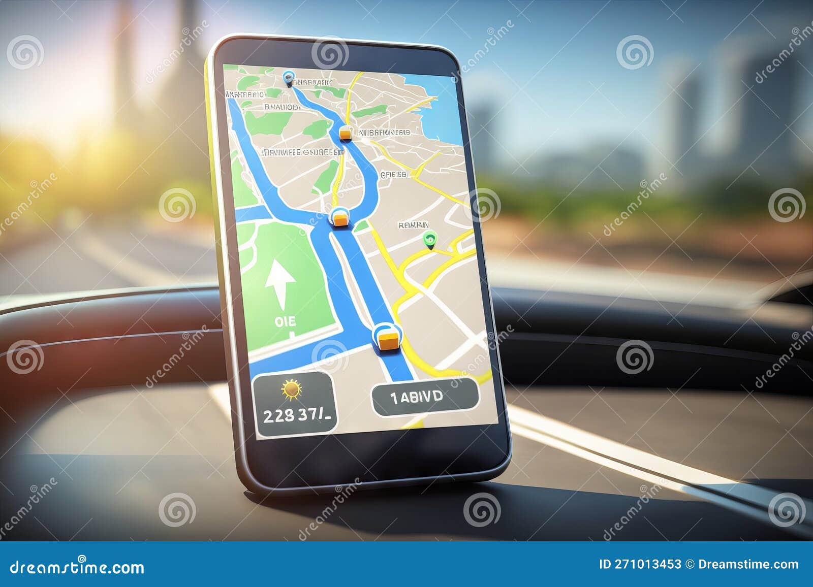 GPS Navigation. Smartphone with City Map on the Screen Stock ...