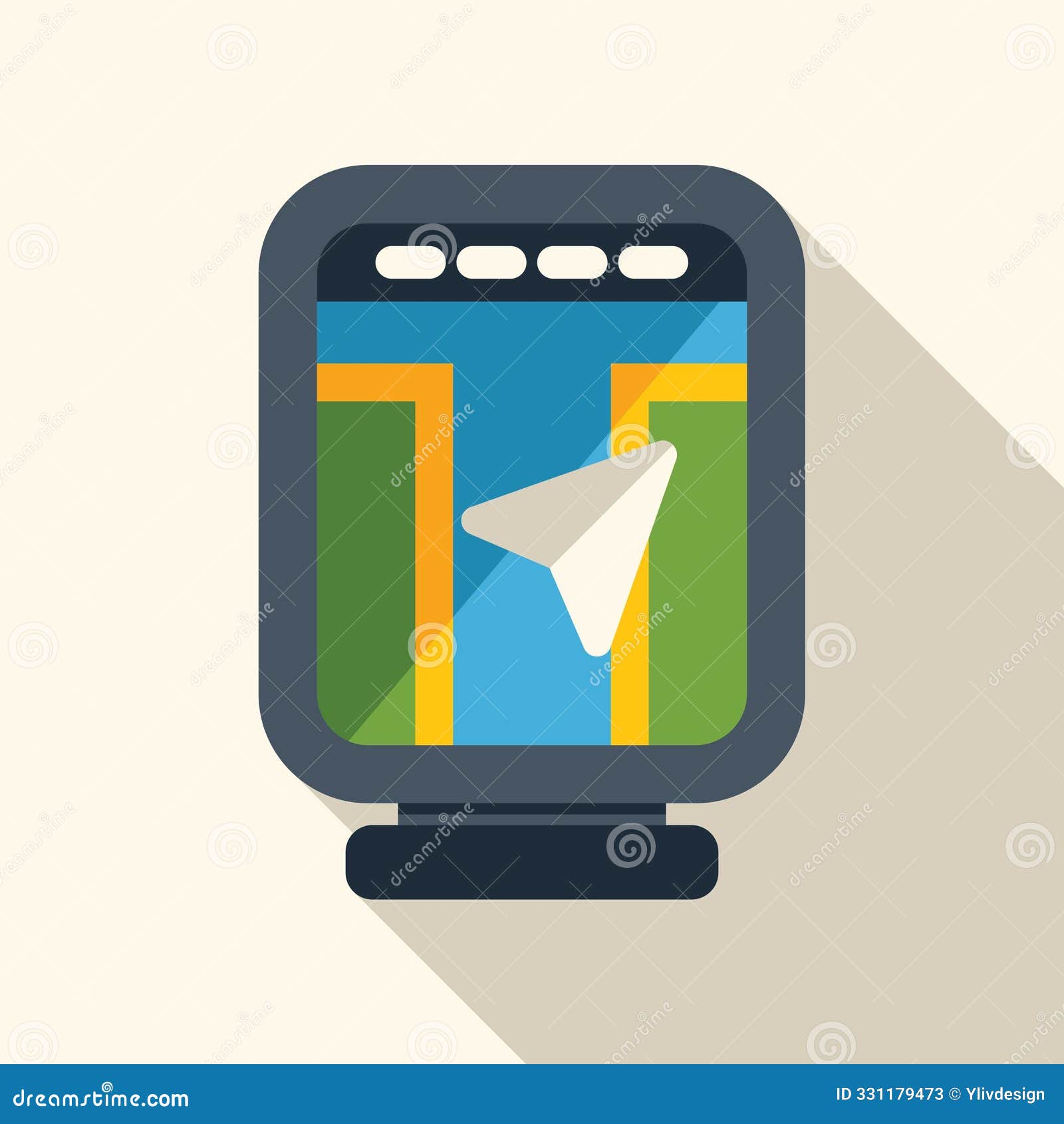 Gps Navigation System Showing Location on Screen with Map and Cursor Icon Stock Illustration ...