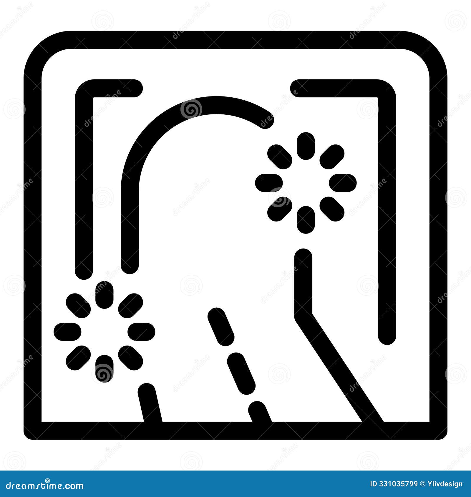 Gps Navigation System Showing Route with Flower Symbols Marking Points ...