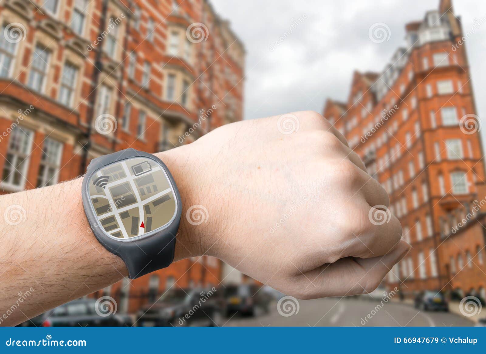 GPS Navigation System on Smart Watch. Modern Technology Concept Stock ...