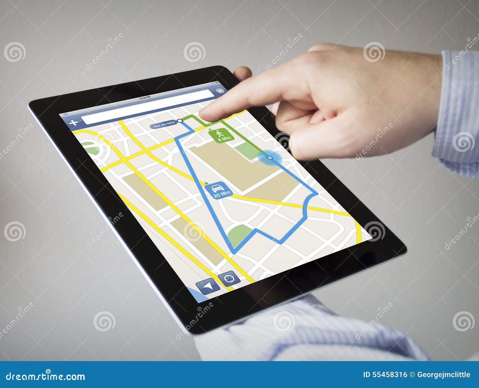 Gps navigation on a tablet stock photo. Image of interface - 55458316