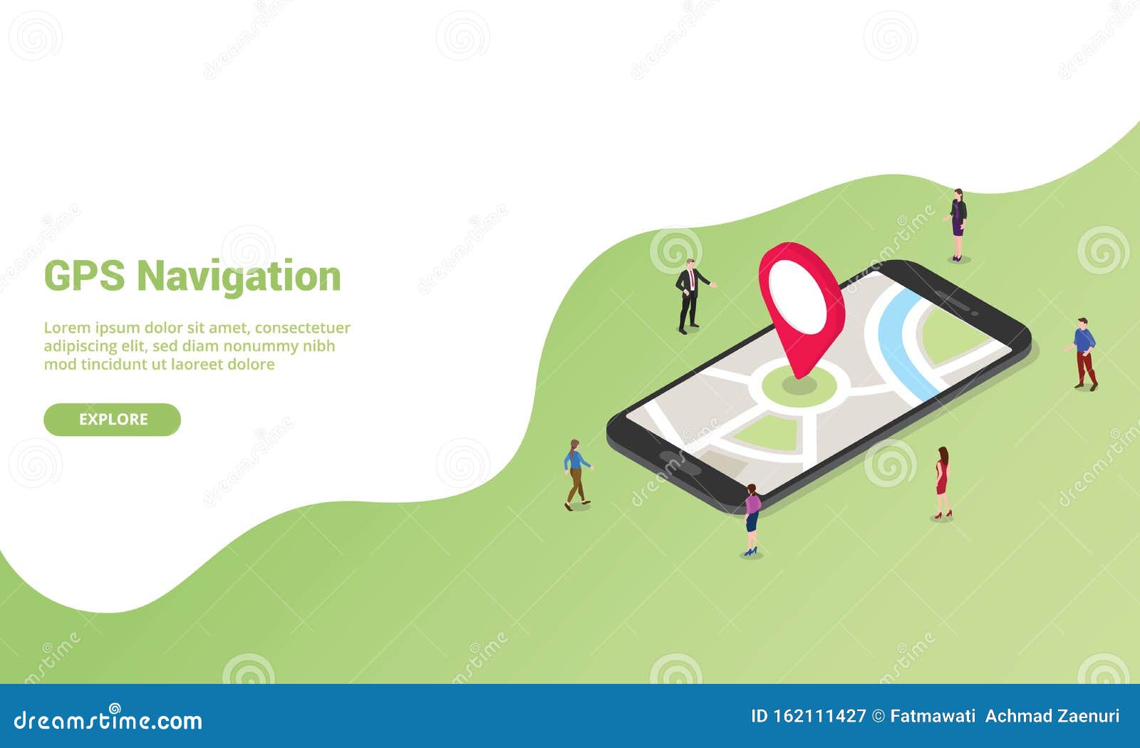 Gps Navigation Technology Concept Isometric for Website Template or ...